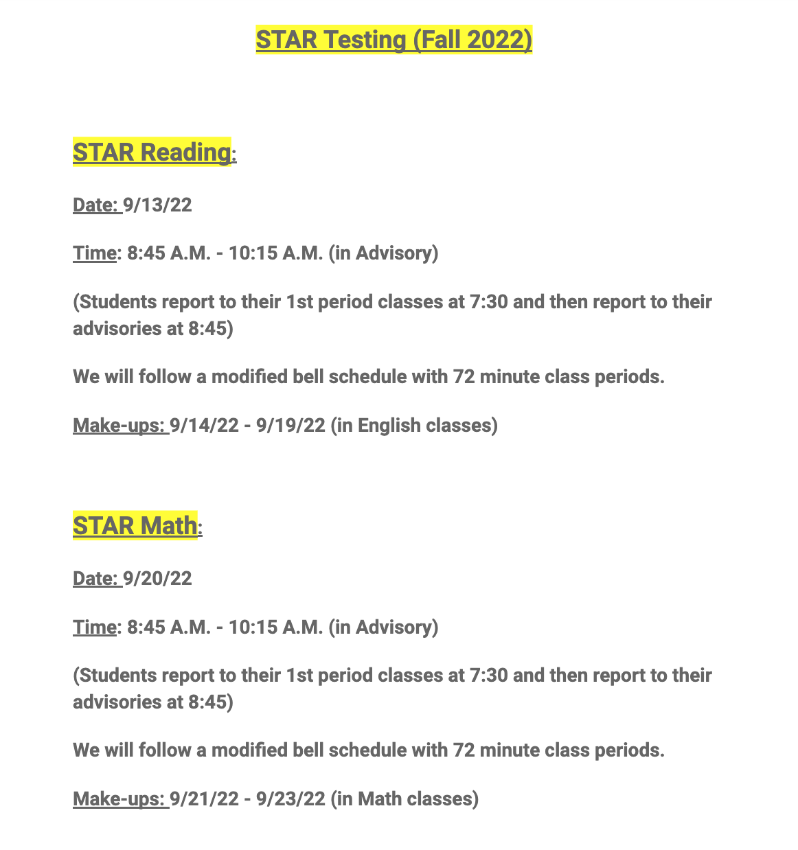 STAR Testing – John Bartram High School